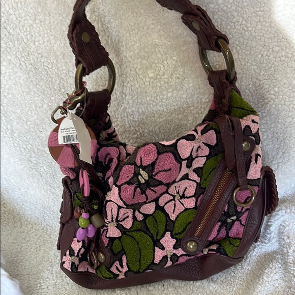 Isabella Fiore | Bags | Isabella Fiore Pink And Green Floral Shoulder ...